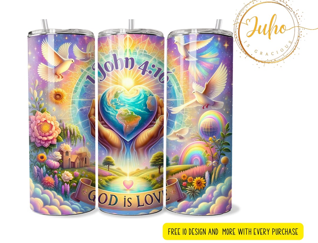 God is Love Christian Tumbler Wrap. Png , Digital Download , Scripture ...