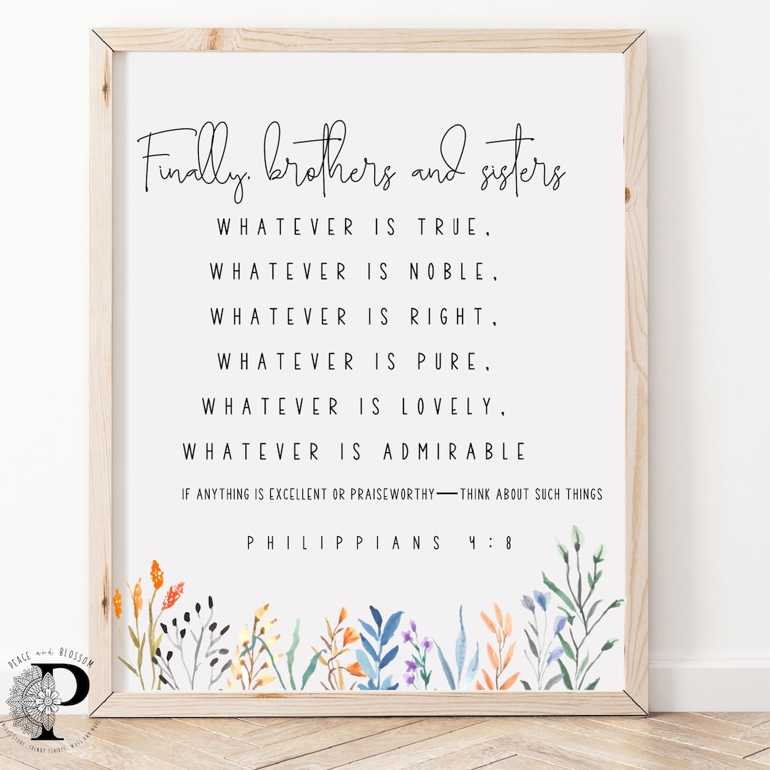 Philippians 4:8 Christian Whatever is True Sign Wall Art Print , Wall ...
