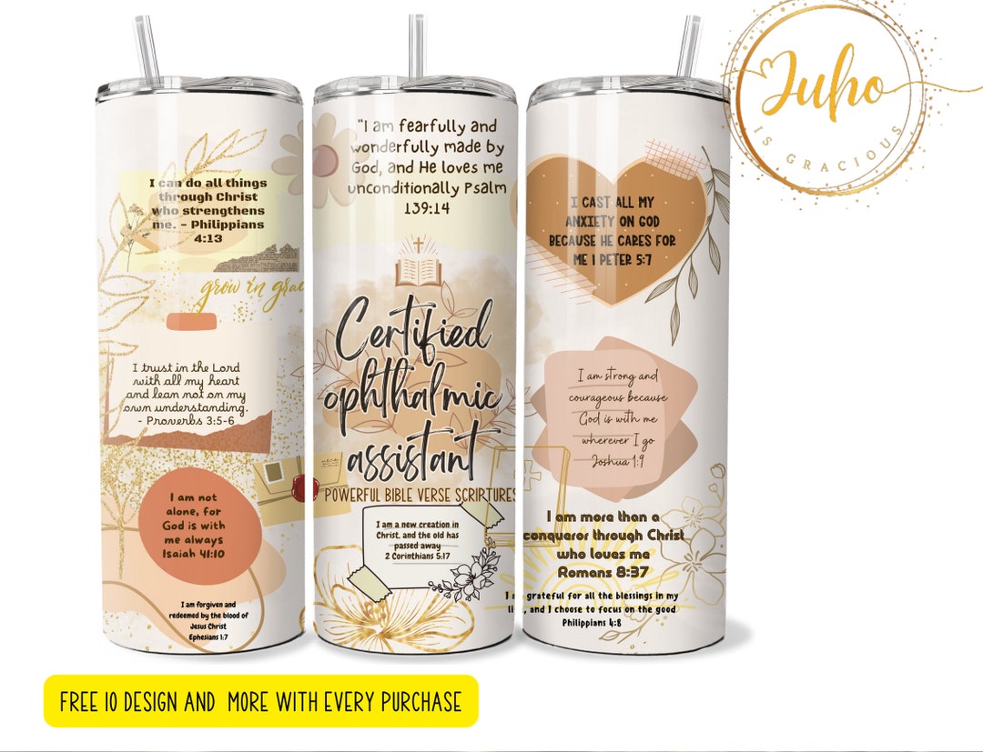 20 Oz Certified Ophthalmic Assistant Bible Verse Tumbler Sublimation ...