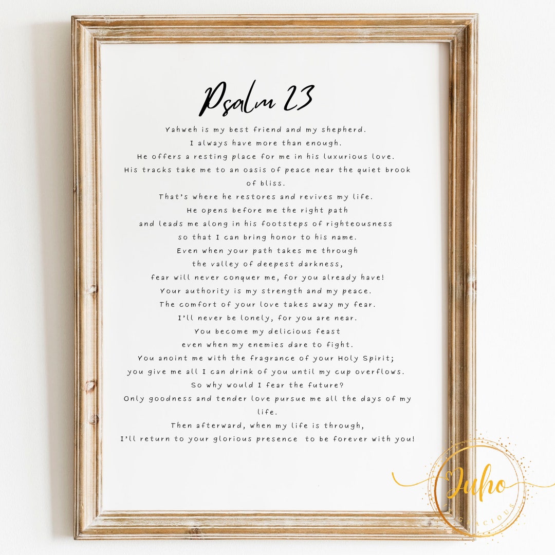 Psalm 23 the Passion Translation Scripture ,printable Blessing Wall Art Digital Download Bible ...
