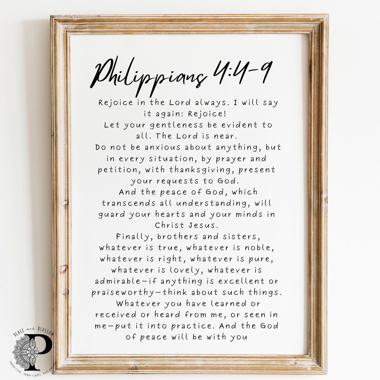 Philippians 4:4-9 Bible Verse Wall Art Scripture ,printable Blessing ...
