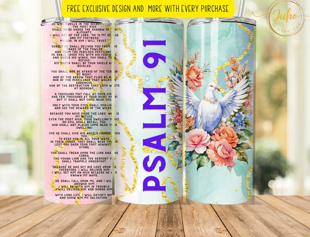 Christian Bible Verse Psalm 91 Skinny Tumbler Designs | Inspirational ...