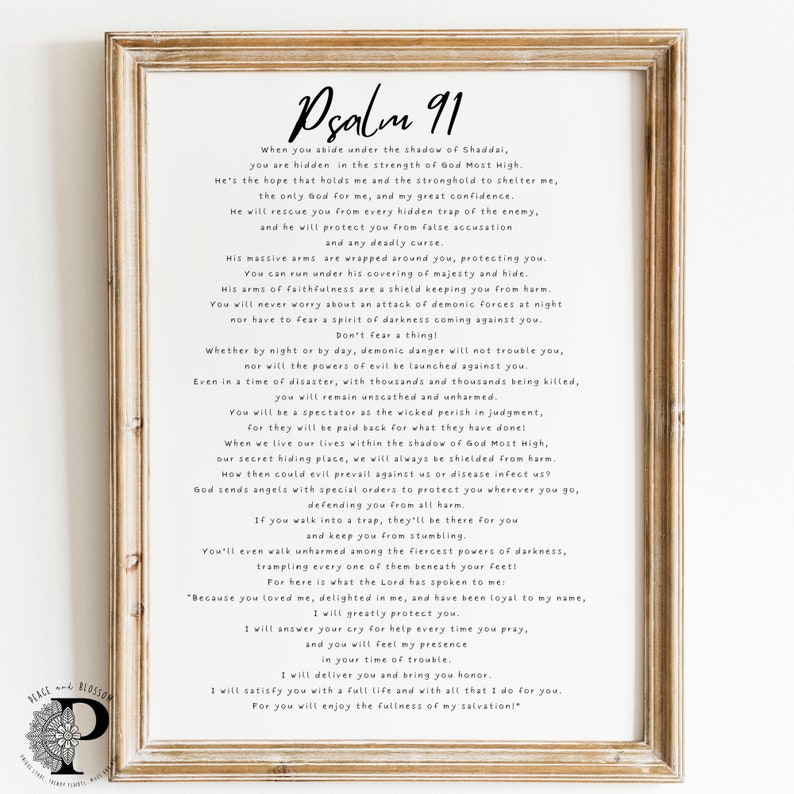 Psalm 91 the Passion Translation Scripture ,printable Blessing Wall Art ...