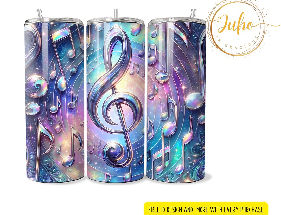 20 Oz Musical Notes Tumbler Wrap Watercolours Skinny Tumbler Designs ...