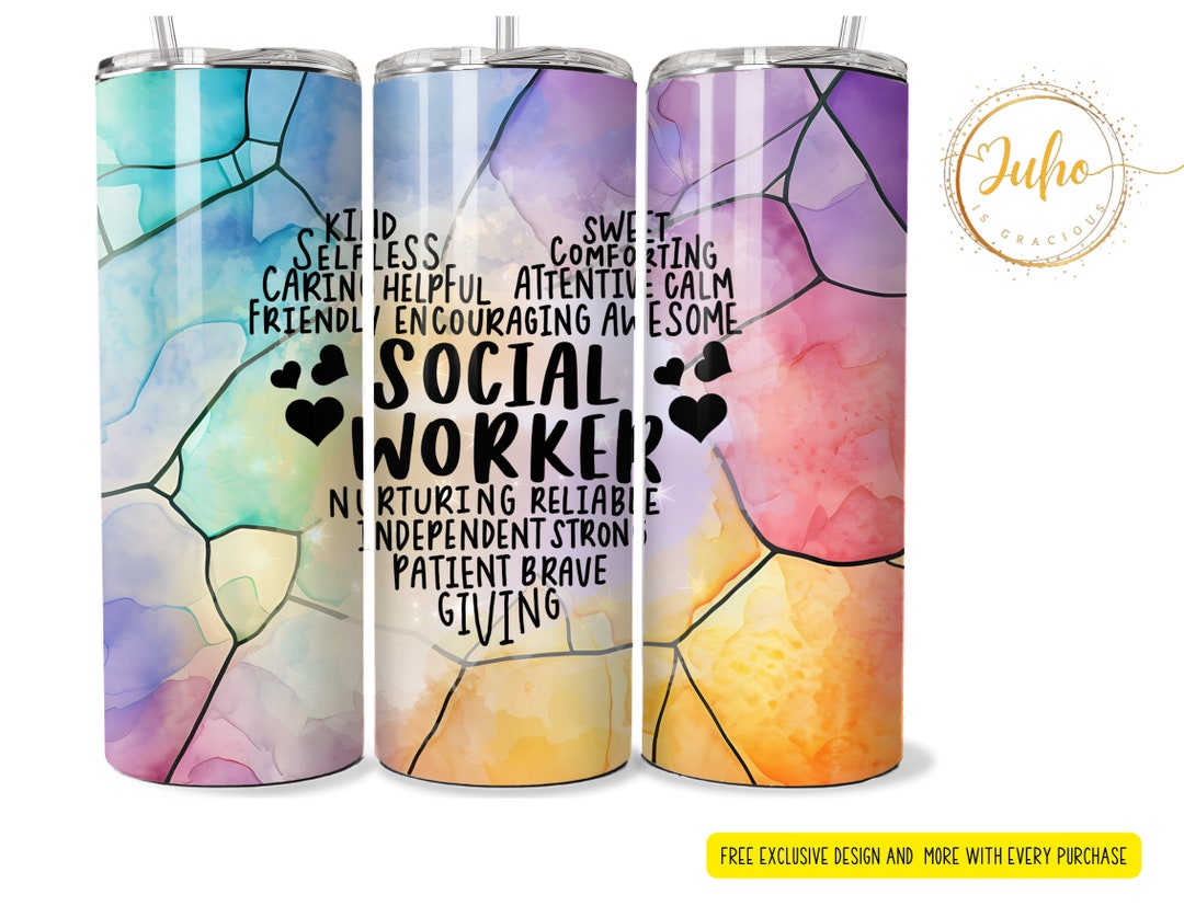 Social Worker Heart Tumbler Sublimation Wraps | 20oz Tumbler PNG Skinny ...