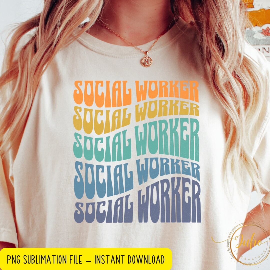 Social Worker Retro Wave Sublimation PNG, Digital Download , Social ...
