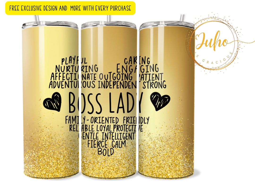 Boss Lady Gold Heart Tumbler Sublimation Wraps | 20oz Tumbler PNG ...