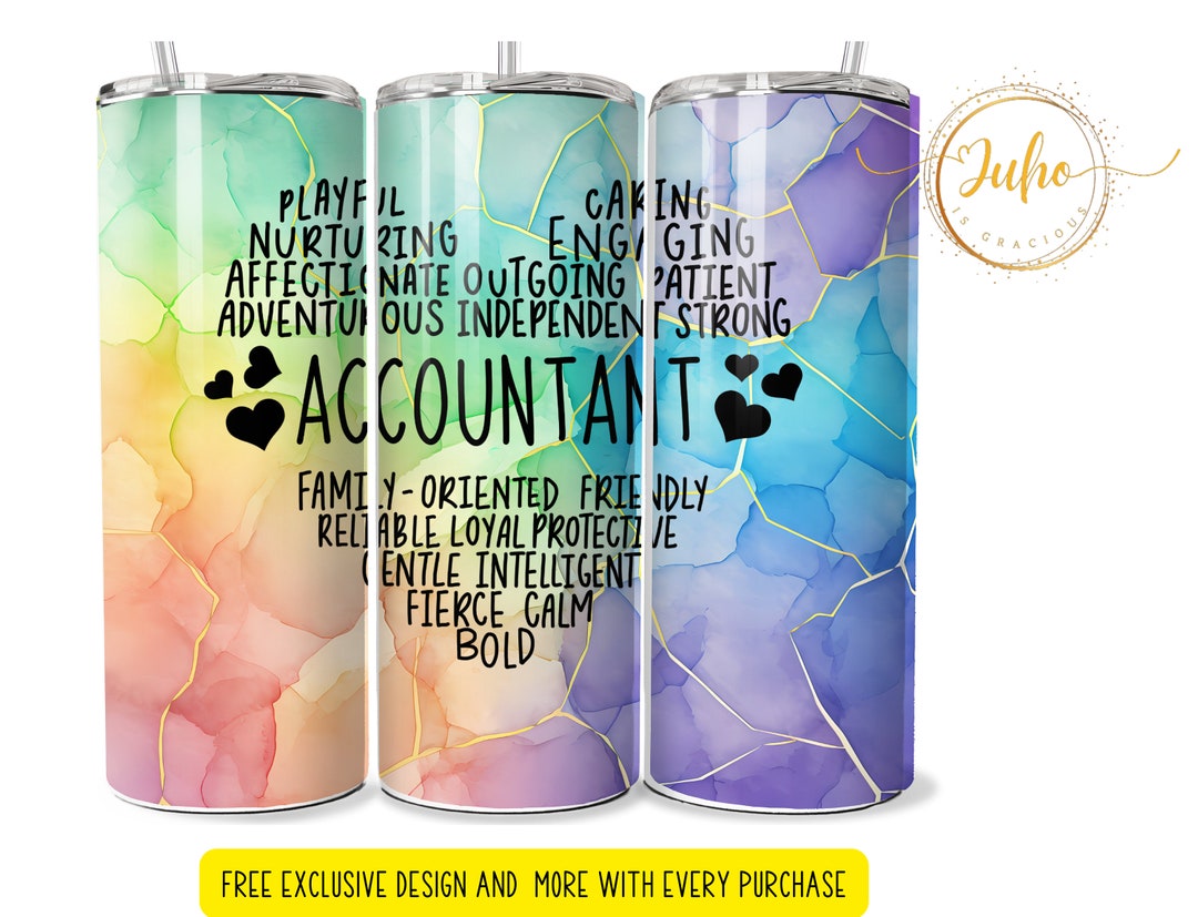 Accountant Heart Tumbler Sublimation Wraps | 20oz Tumbler PNG Skinny ...