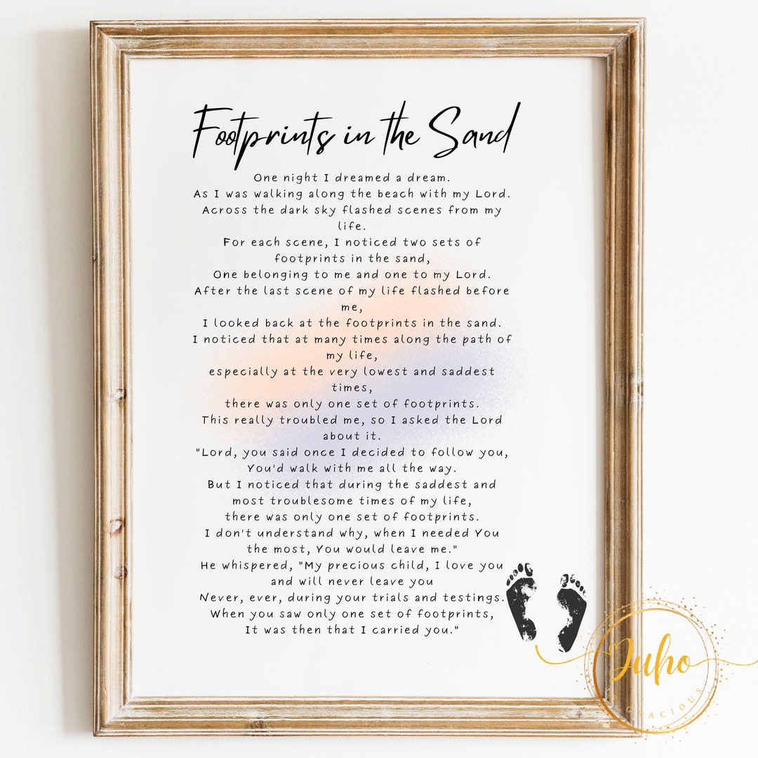 Footprints in the Sand Poem ,printable Blessing Wall Art Digital ...