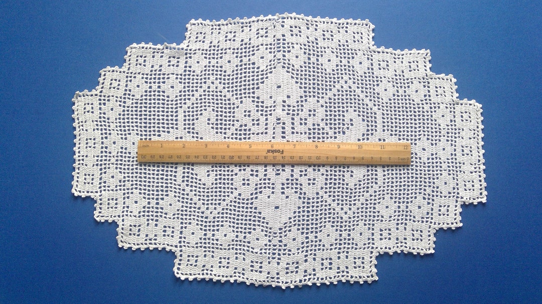Vintage Crochet Dressing Table Mat / Table Centre 18 X 12 - Etsy