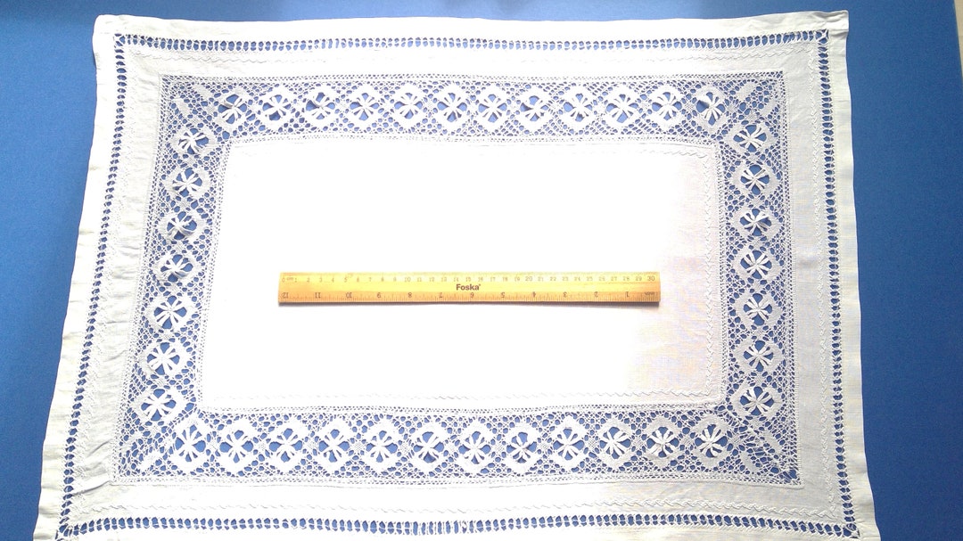 Large Vintage Traycloth With Lace Inset Border slight Damage - Etsy UK