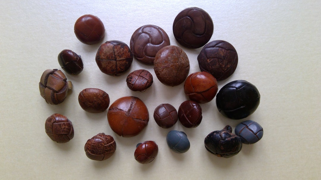 21 Assorted Vintage Leather Buttons / Leather Knot Buttons / Vintage ...