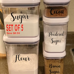 SET OF 5 | Kitchen Food Labels | Flour, Sugar, Powdered Sugar, Brown ...