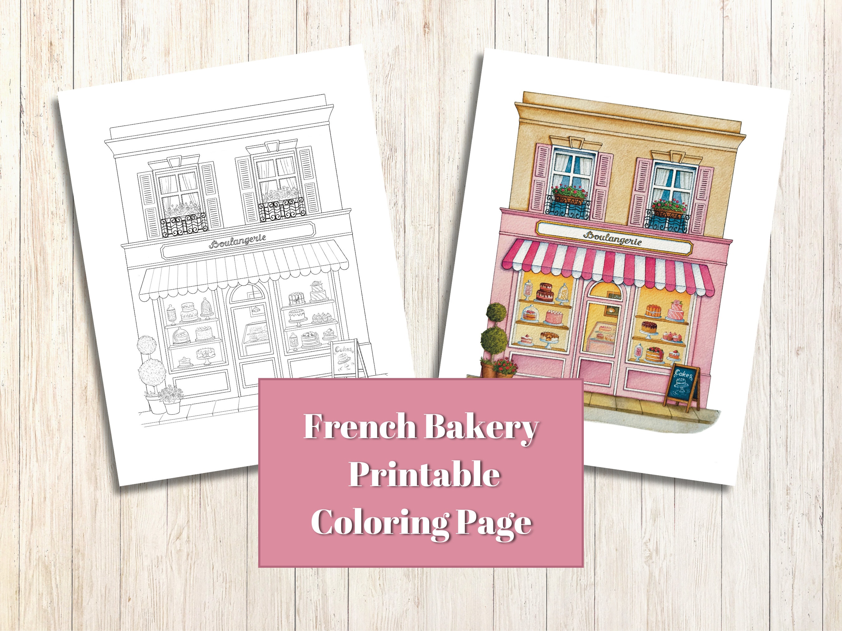 French Bakery Printable Coloring Page - Etsy UK