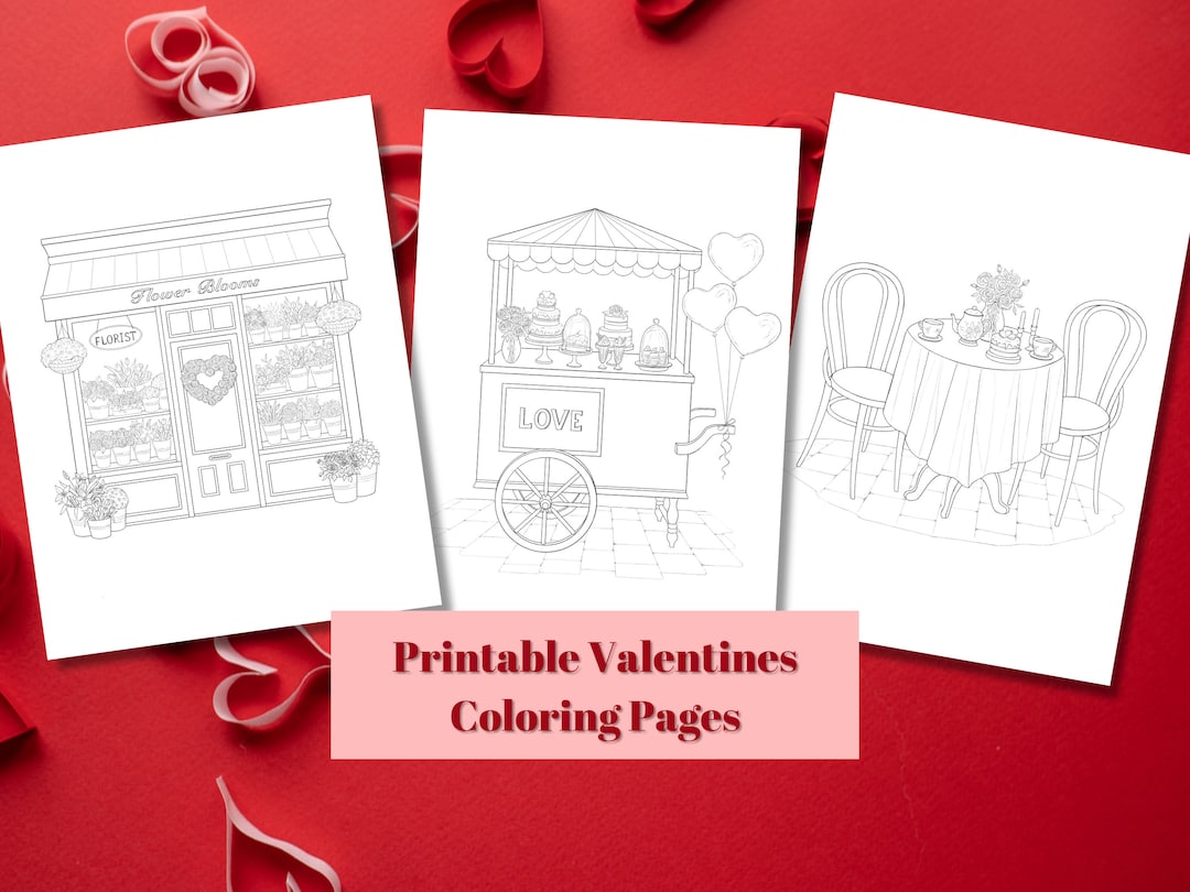 Printable Valentines Coloring Pages | Digital Download Coloring Pages ...