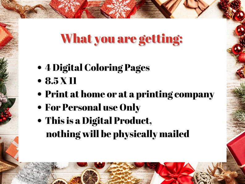 Printable Christmas Coloring Pages Digital Download Coloring Pages ...