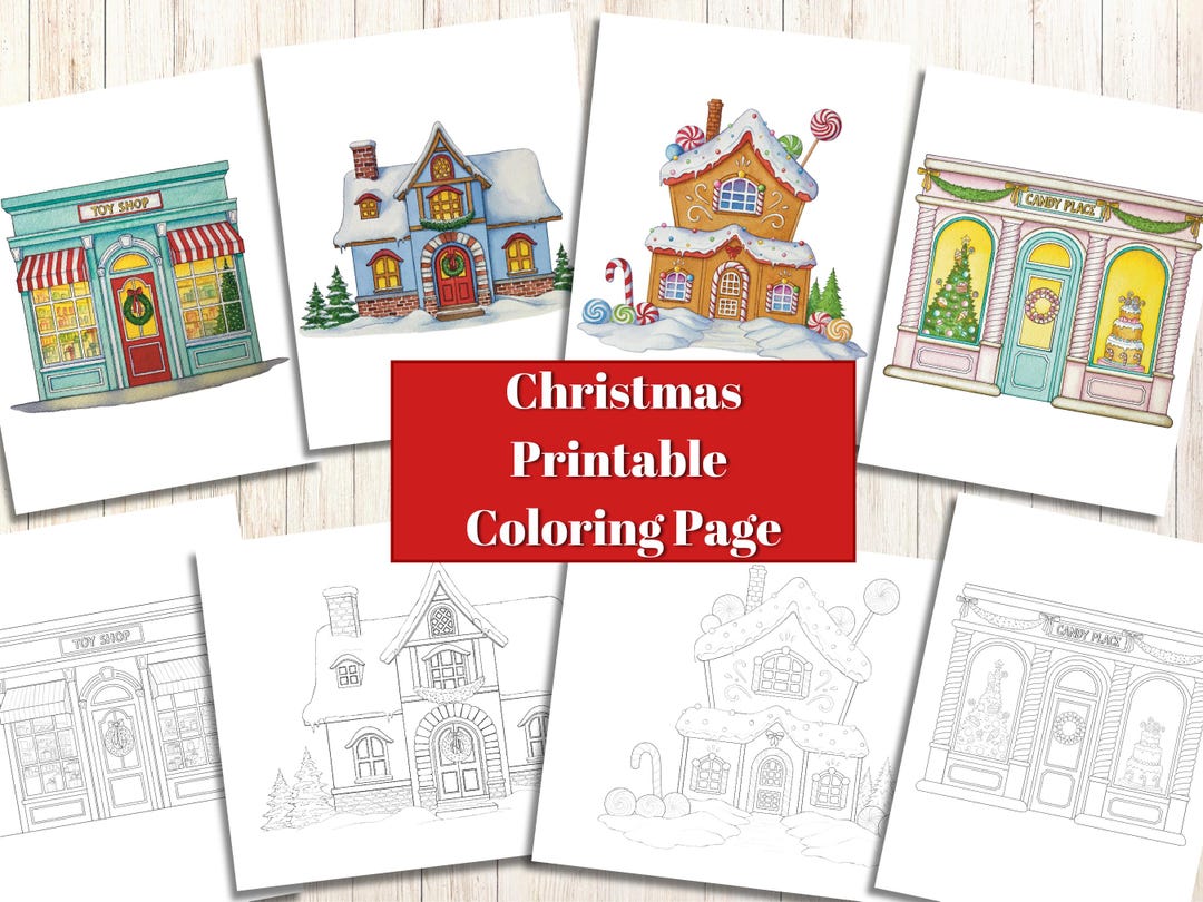 Christmas Coloring Pages: Winter Village Printable (digital Download ...
