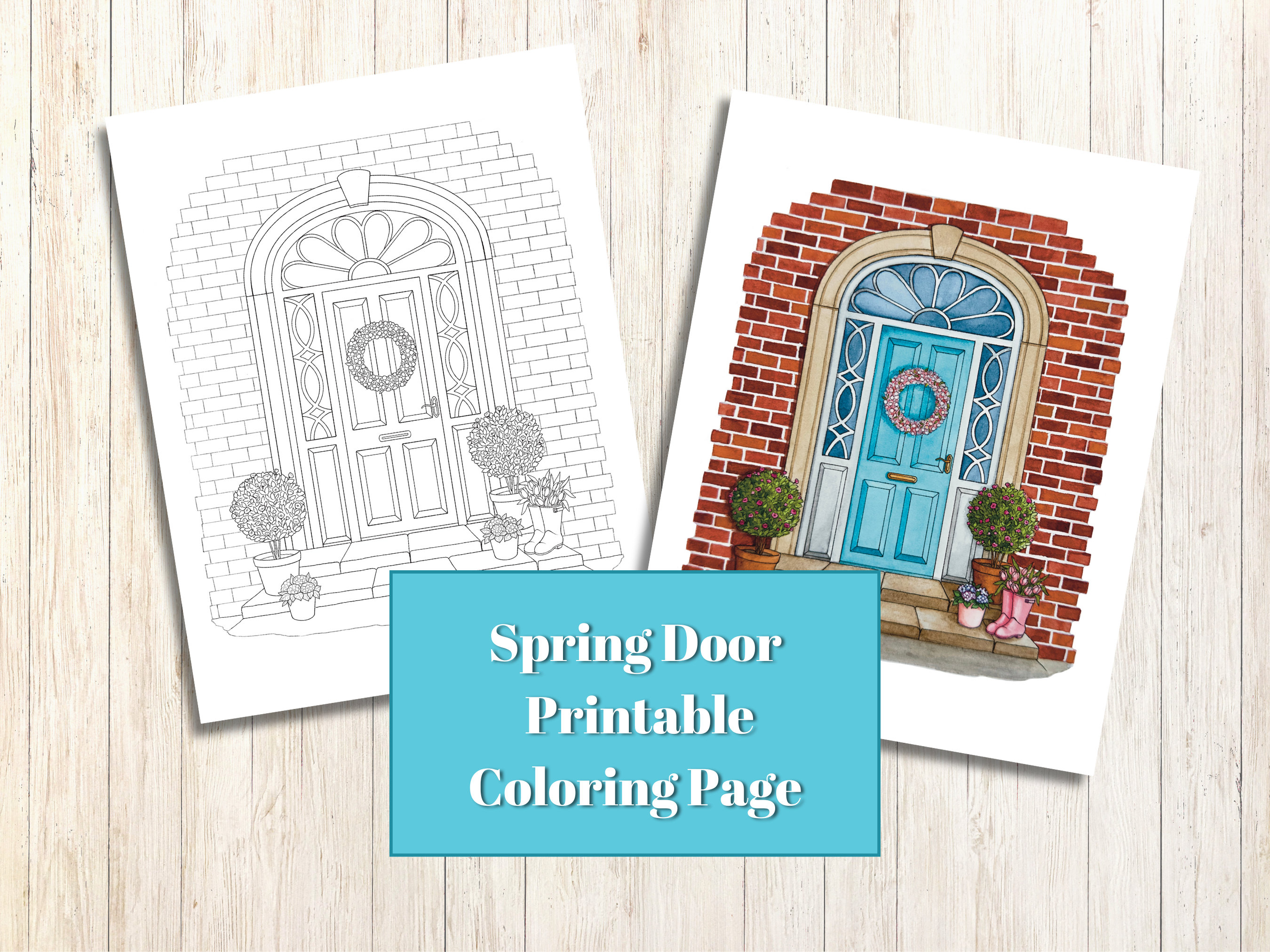 Spring Door Printable Coloring Page - Etsy