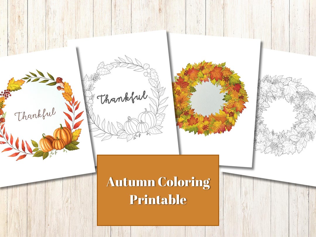 Autumn Wreaths Printable Coloring Page - Etsy