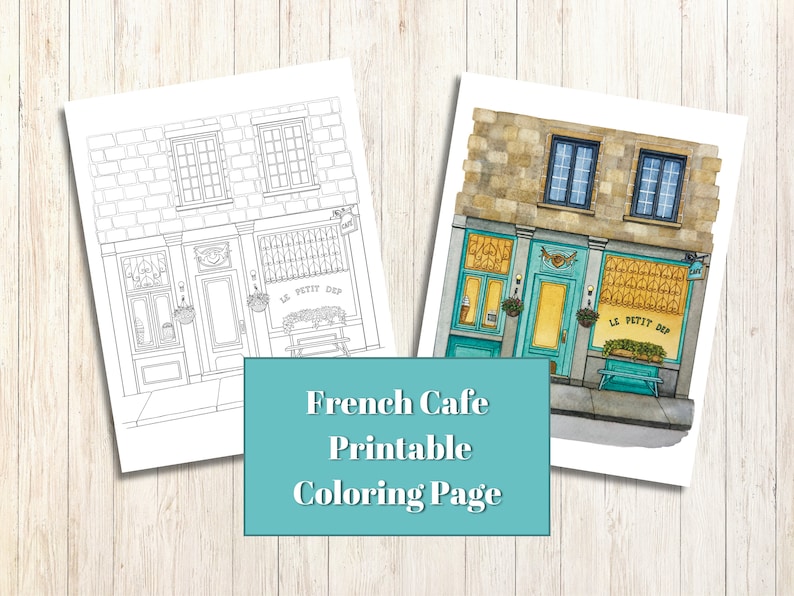French Cafe Printable Coloring Page - Etsy
