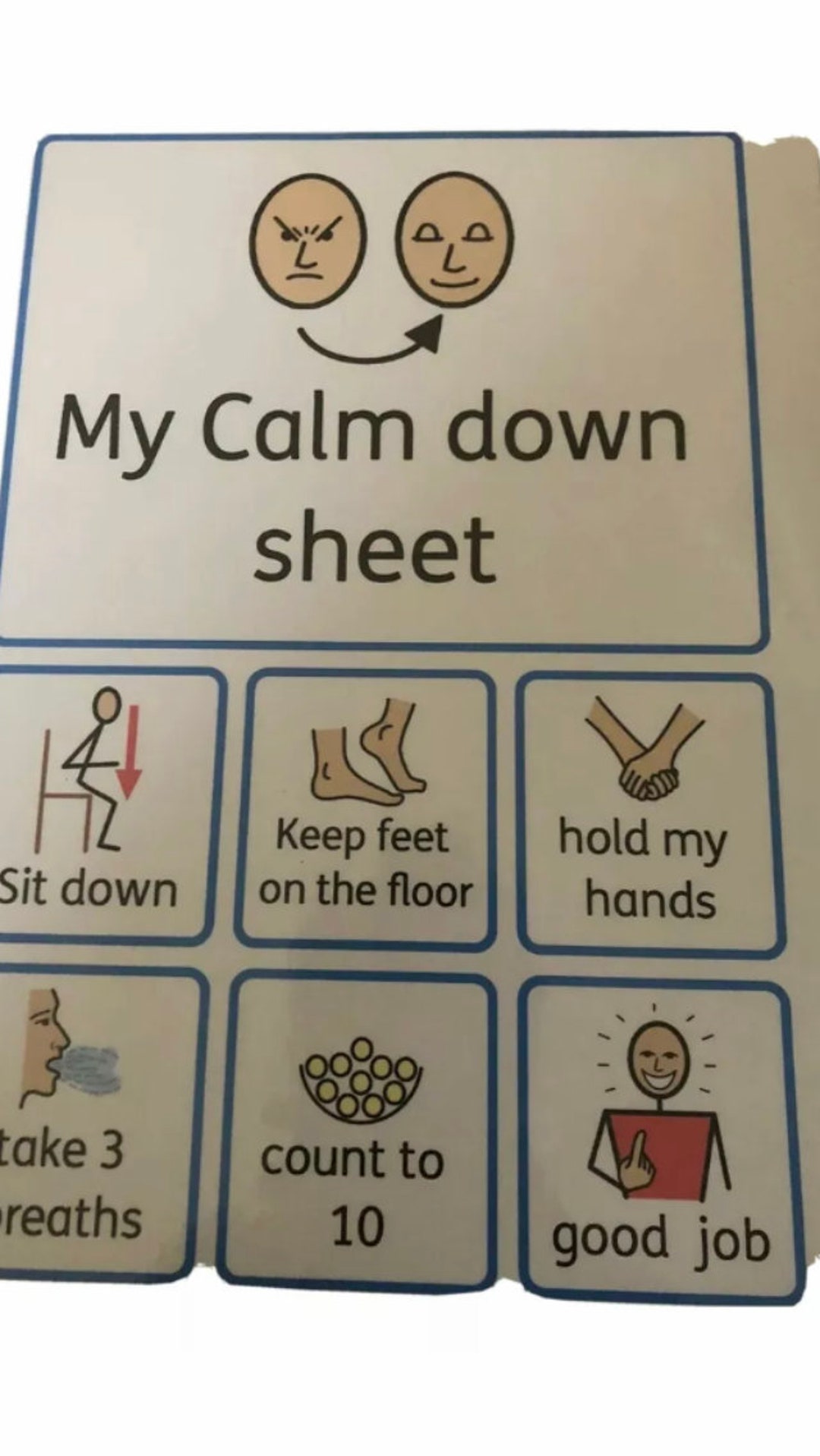 My Calm Down Sheet ASD Adhd Learning Disability - Etsy