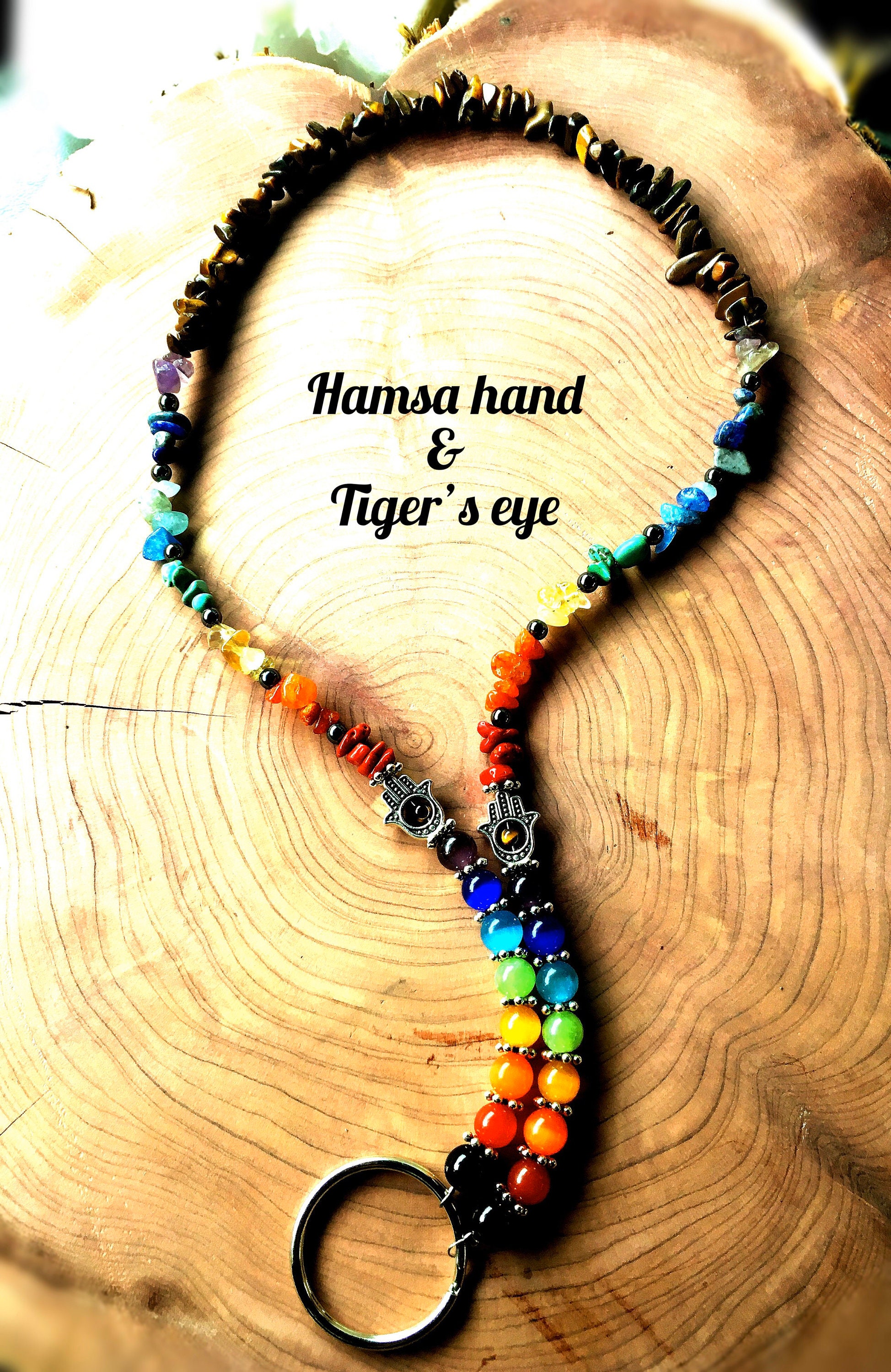 Healing Chakra Stones & Hamsa Hand Lanyard-18 Lanyard | Etsy