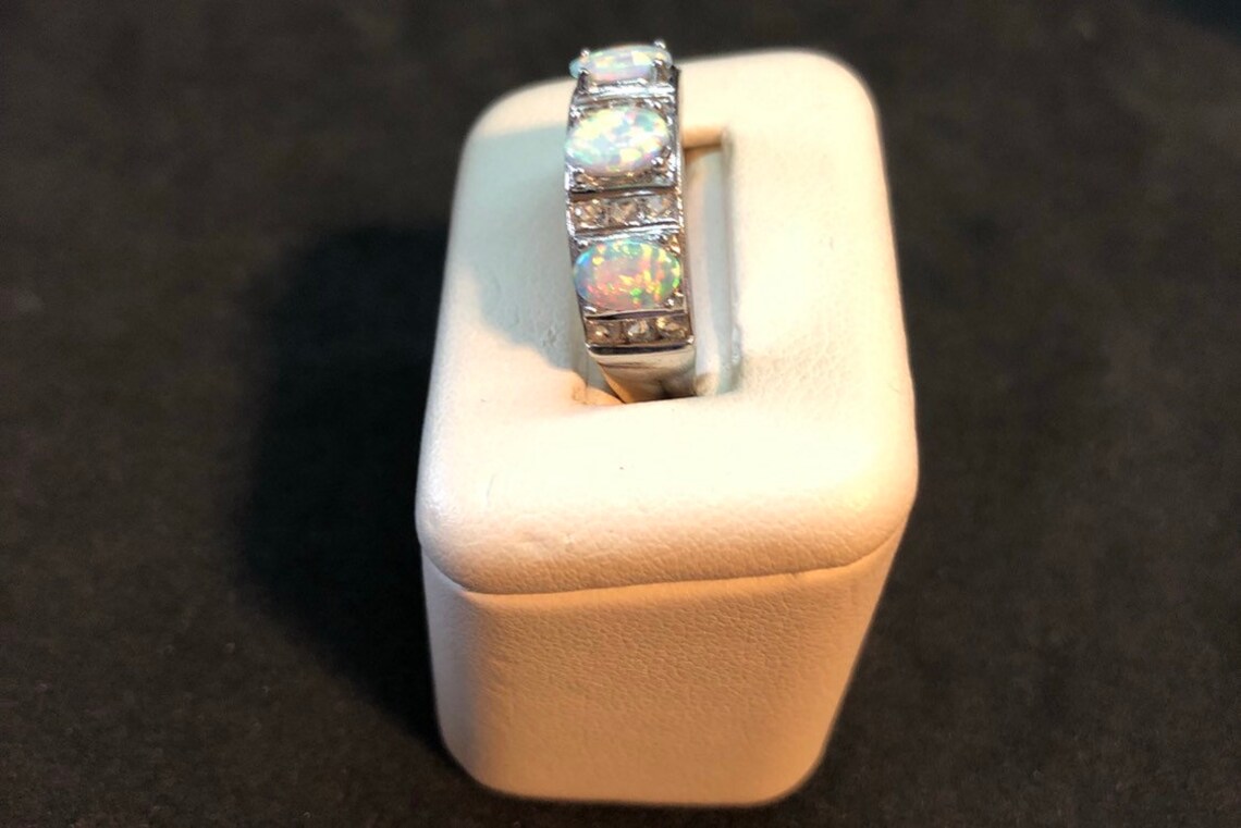 Three Stone Signed Opal Ring PAJ 925 Size 7 | Etsy