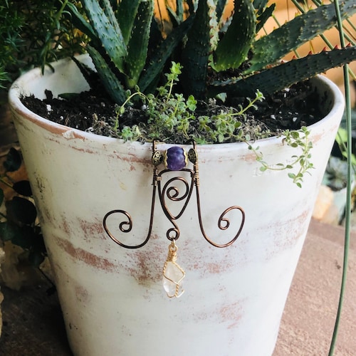 Amethyst Flower Pot Decor Crystal Flower Pot Hugger Garden - Etsy