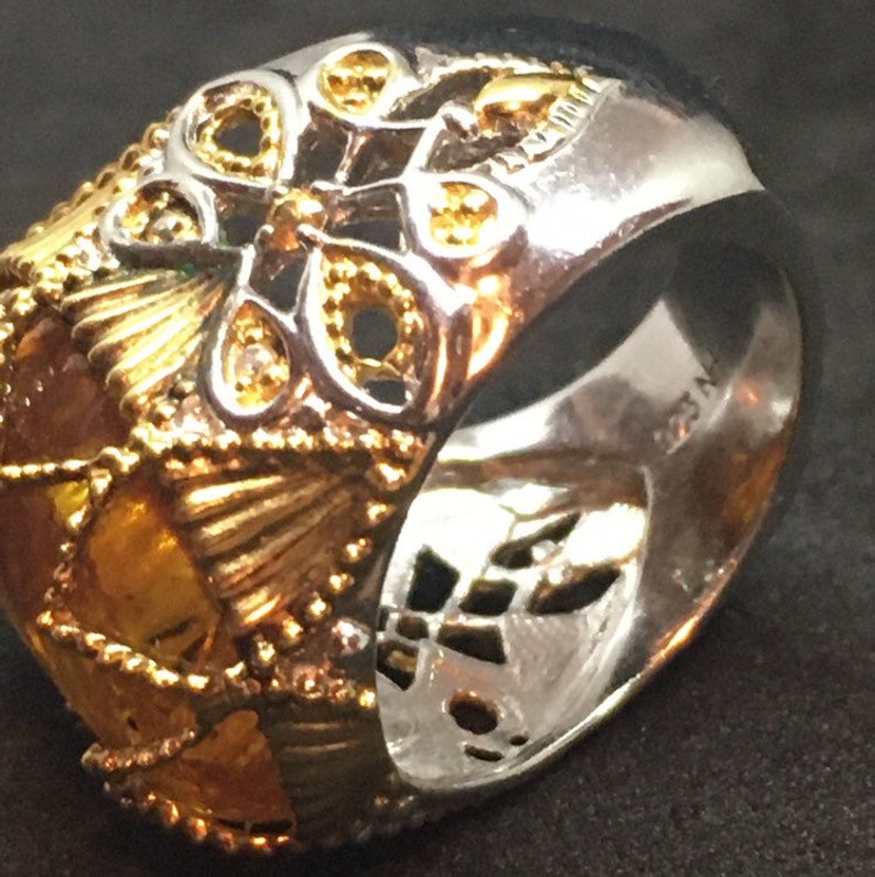 Amber & 925 Sterling Silver Ring Signed NH Size 7 Ssr01 - Etsy