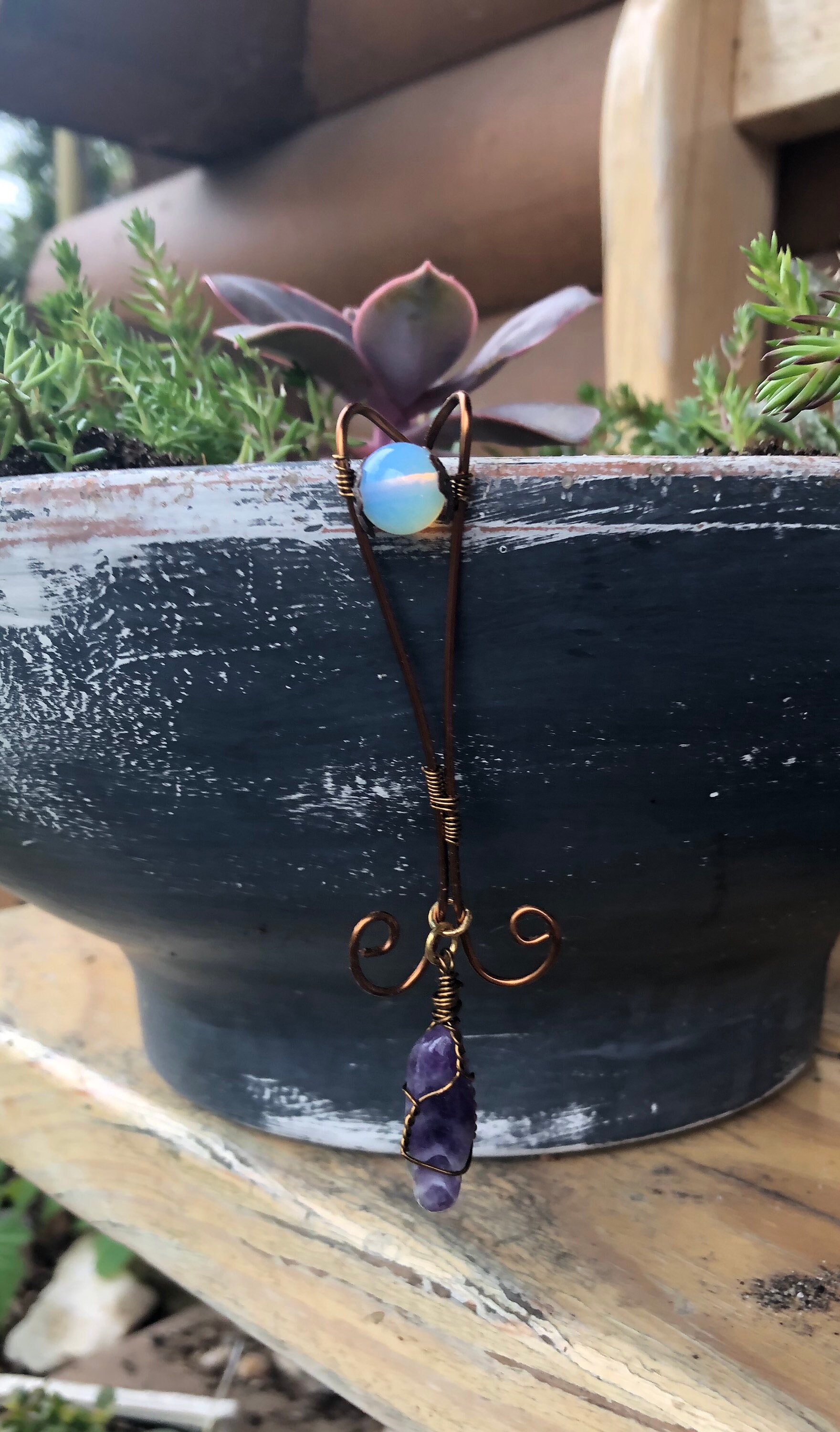 Moonstone Amethyst Flower Pot Decoration Crystal Pot Hugger - Etsy