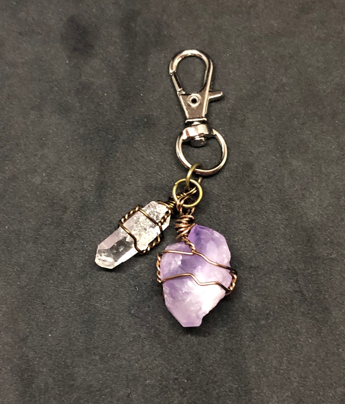 Amethyst & Quartz Crystal Pet Charm Healing Crystal Charm | Etsy