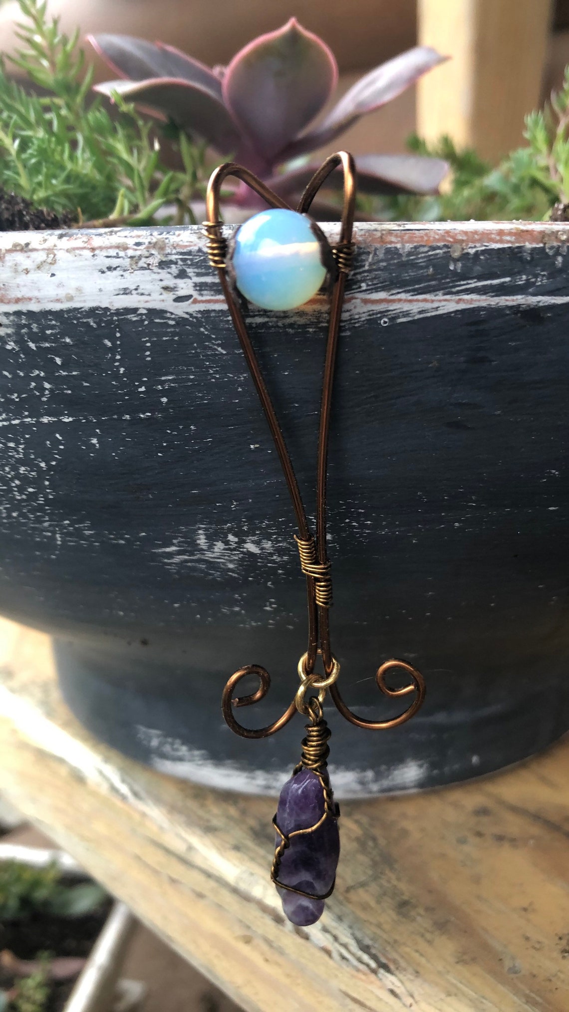 Moonstone Amethyst Flower Pot Decoration Crystal Pot Hugger | Etsy