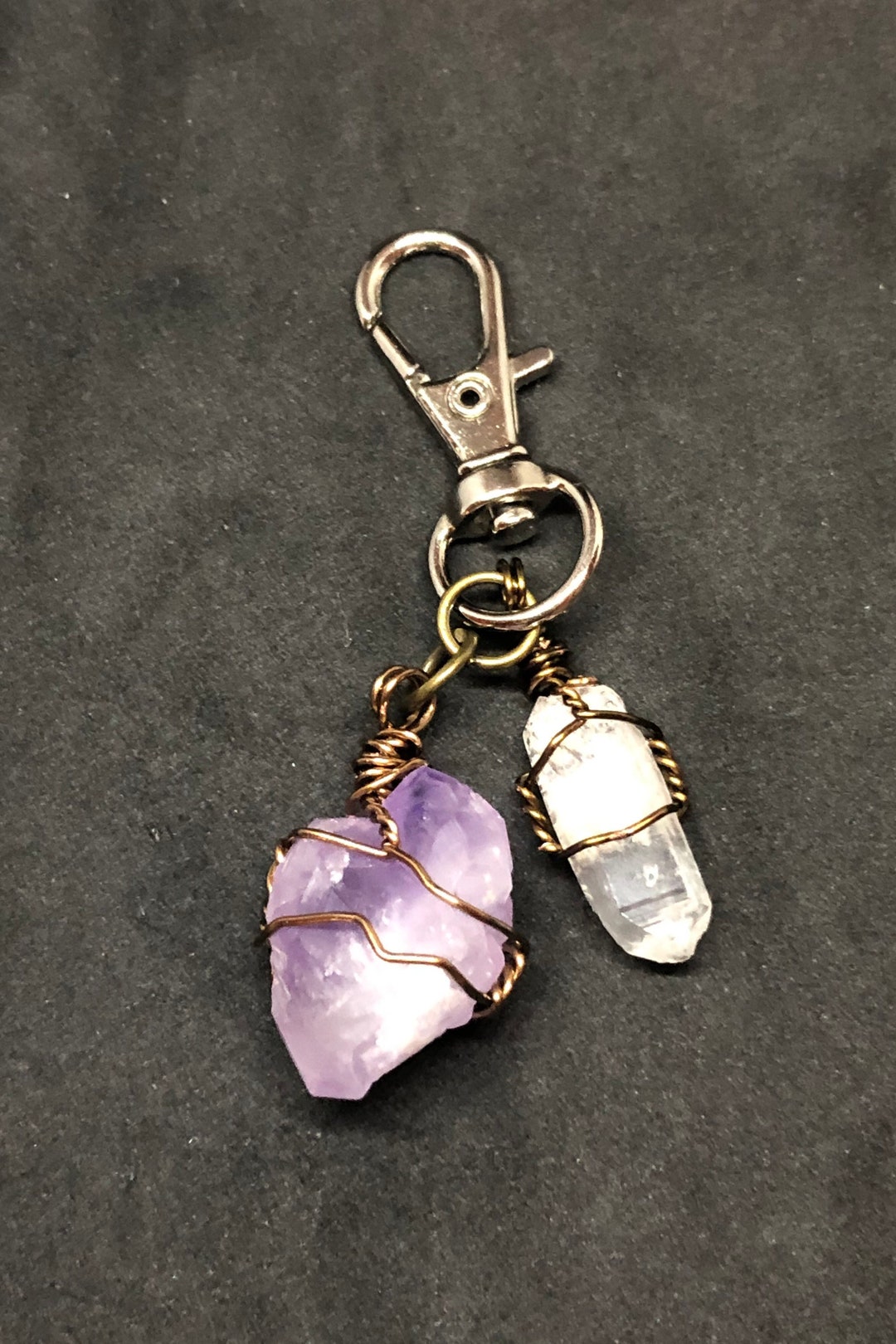 Amethyst & Quartz Crystal Pet Charm, Healing Crystal Charm, Crystal ...