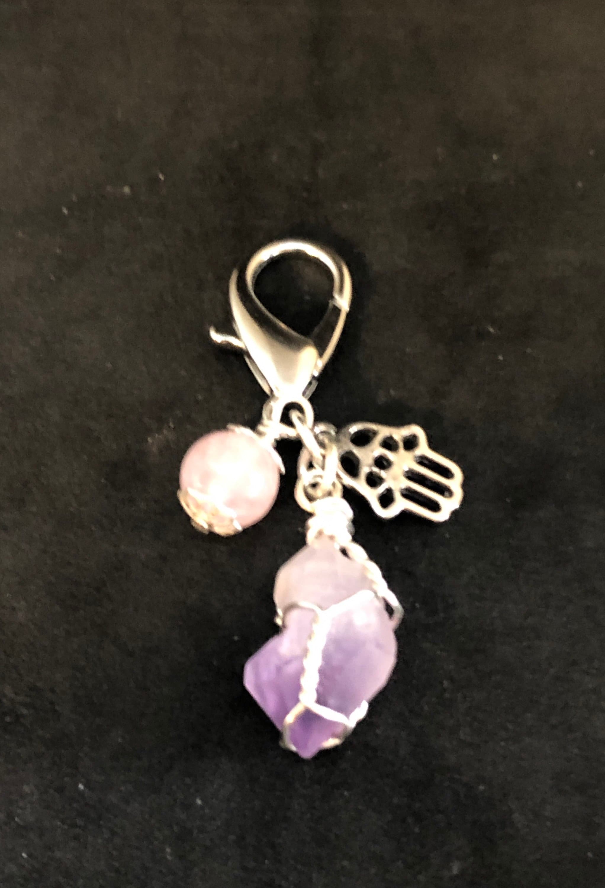 Amethyst & Rose Quartz Pet Charm, Healing Pet Charm, Collar Charm ...