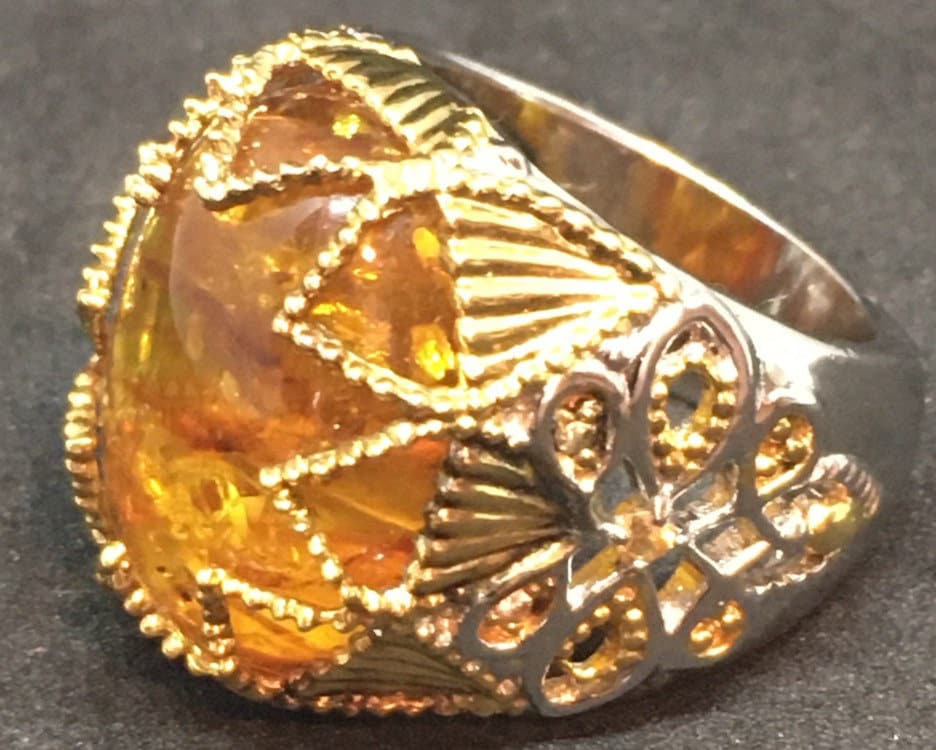 Amber & 925 Sterling Silver Ring Signed NH Size 7 Ssr01 - Etsy