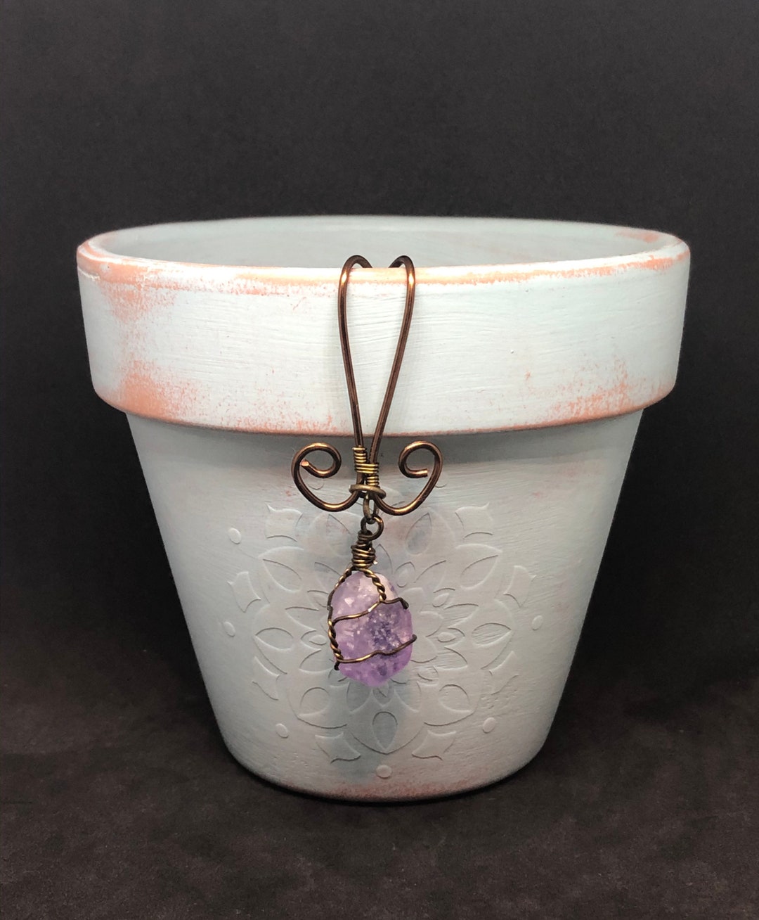 Amethyst Flower Pot Decoration, Planter Decor Crystal Pot Decoration ...