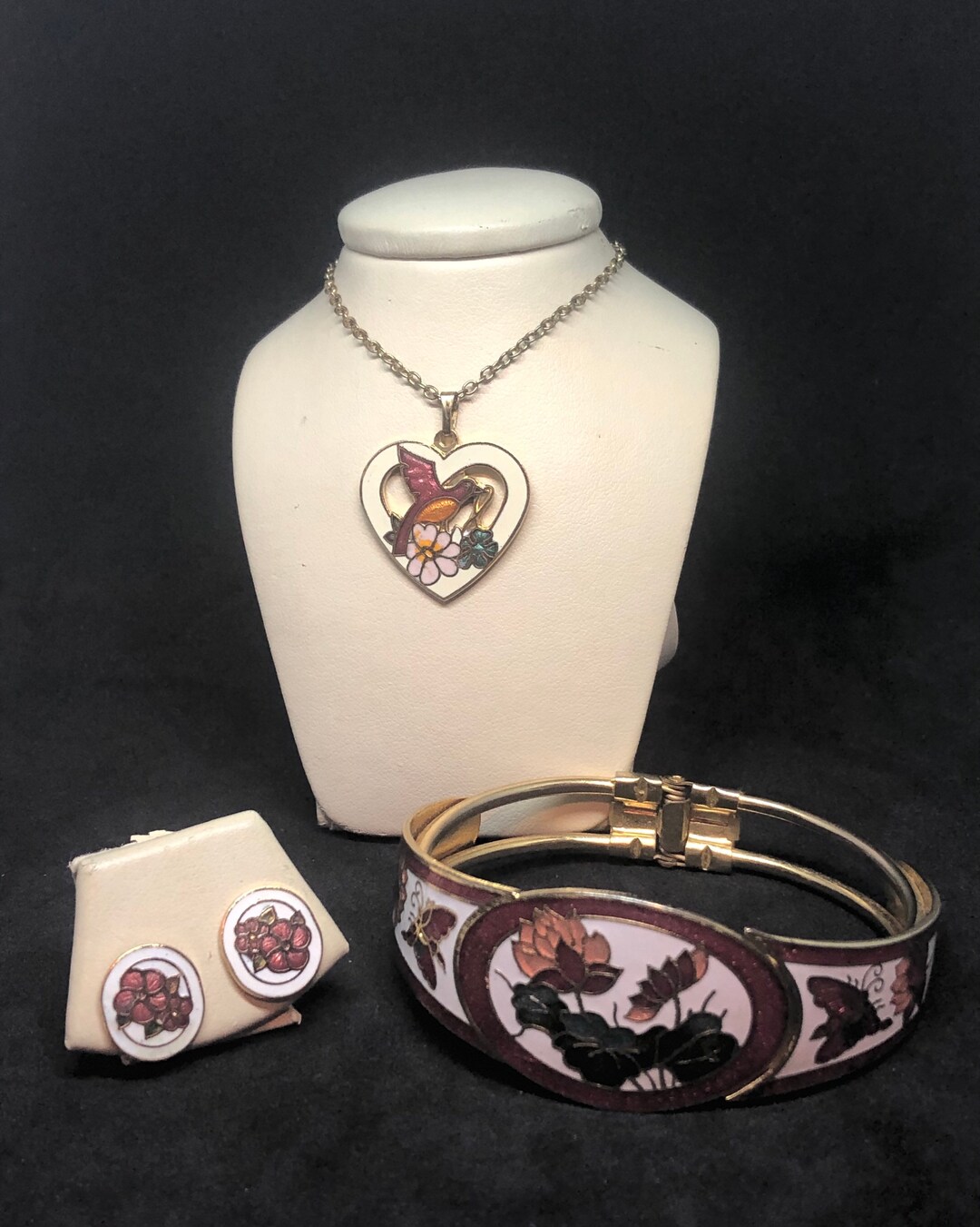 Hummingbird & Flower Jewelry Set W/ Easy Open/close Bracelet - Etsy