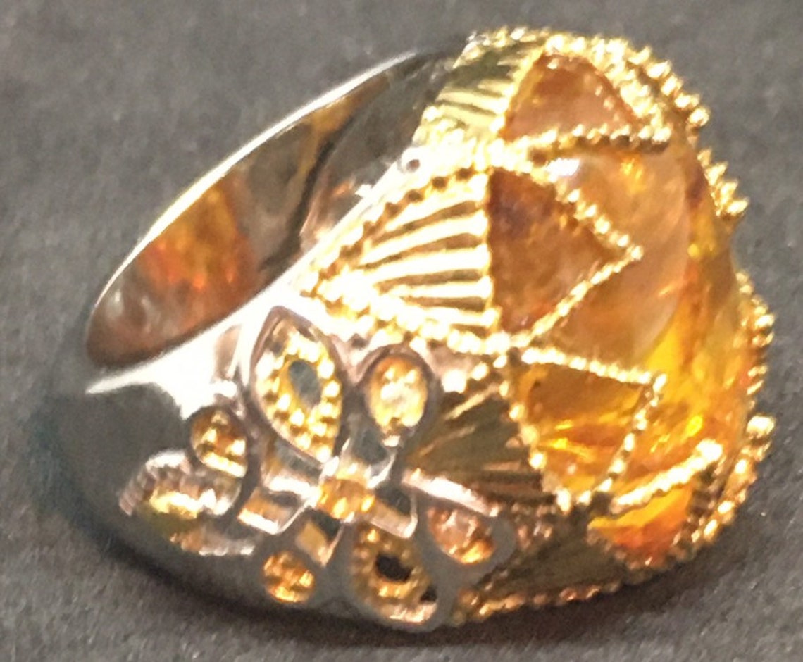 Amber & 925 Sterling Silver Ring Signed NH Size 7 Ssr01 - Etsy