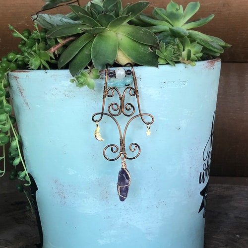 Amethyst Flower Pot Decor Crystal Flower Pot Hugger Garden - Etsy