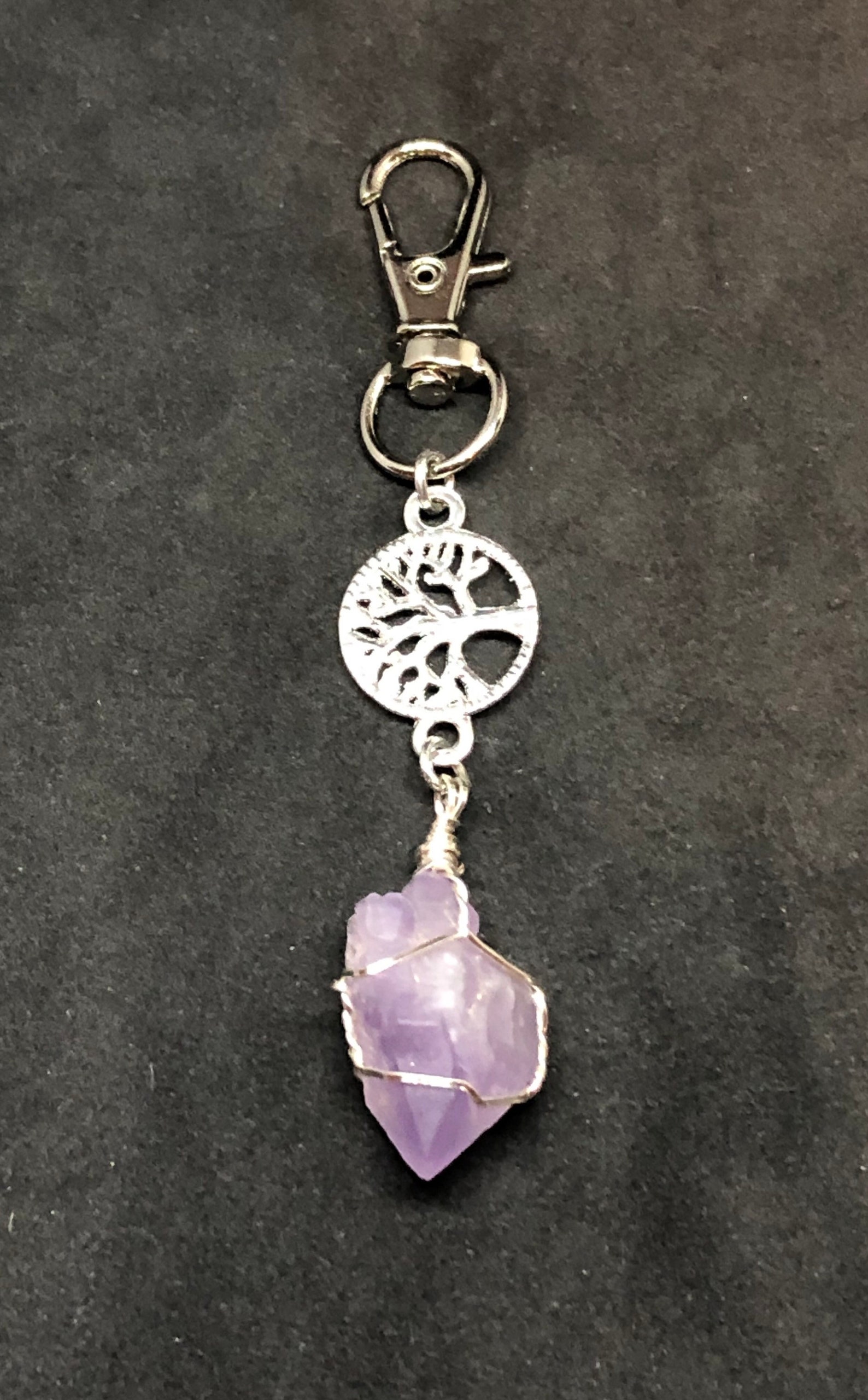 Amethyst Tree of Life Zipper Charm Crystal Keychain Healing | Etsy
