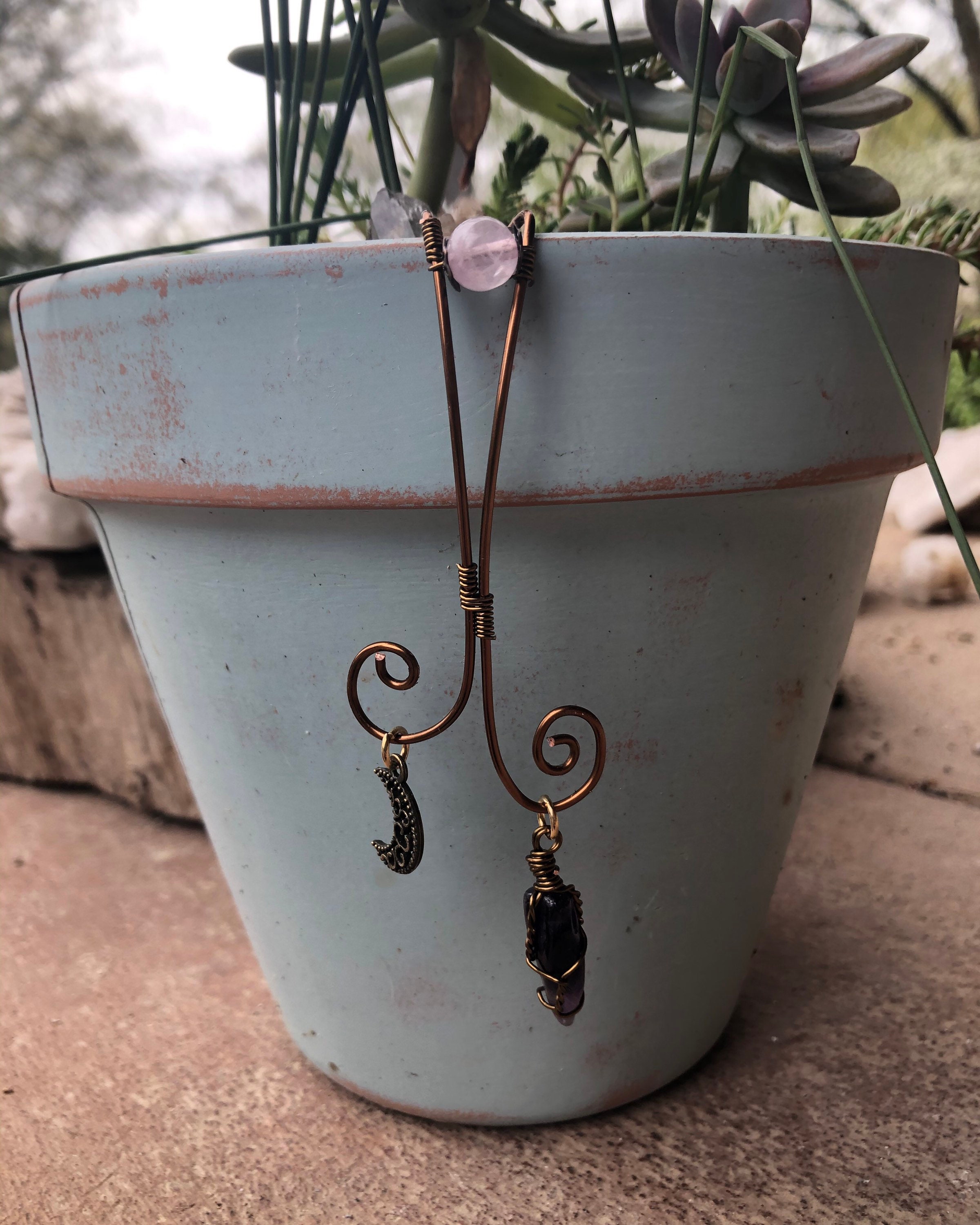 Amethyst Flower Pot Decor Crystal Flower Pot Hugger Garden - Etsy