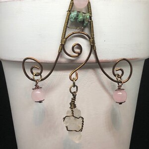 Clear & Rose Quartz Crystal Flower Pot Decoration, Planter Pot Hugger ...