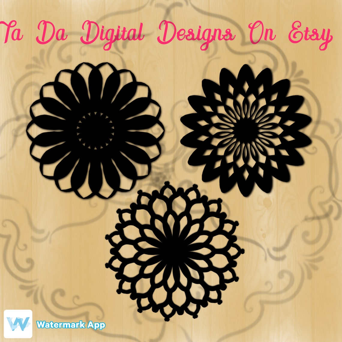 Flower Mandala Svg Set of 3 - Etsy