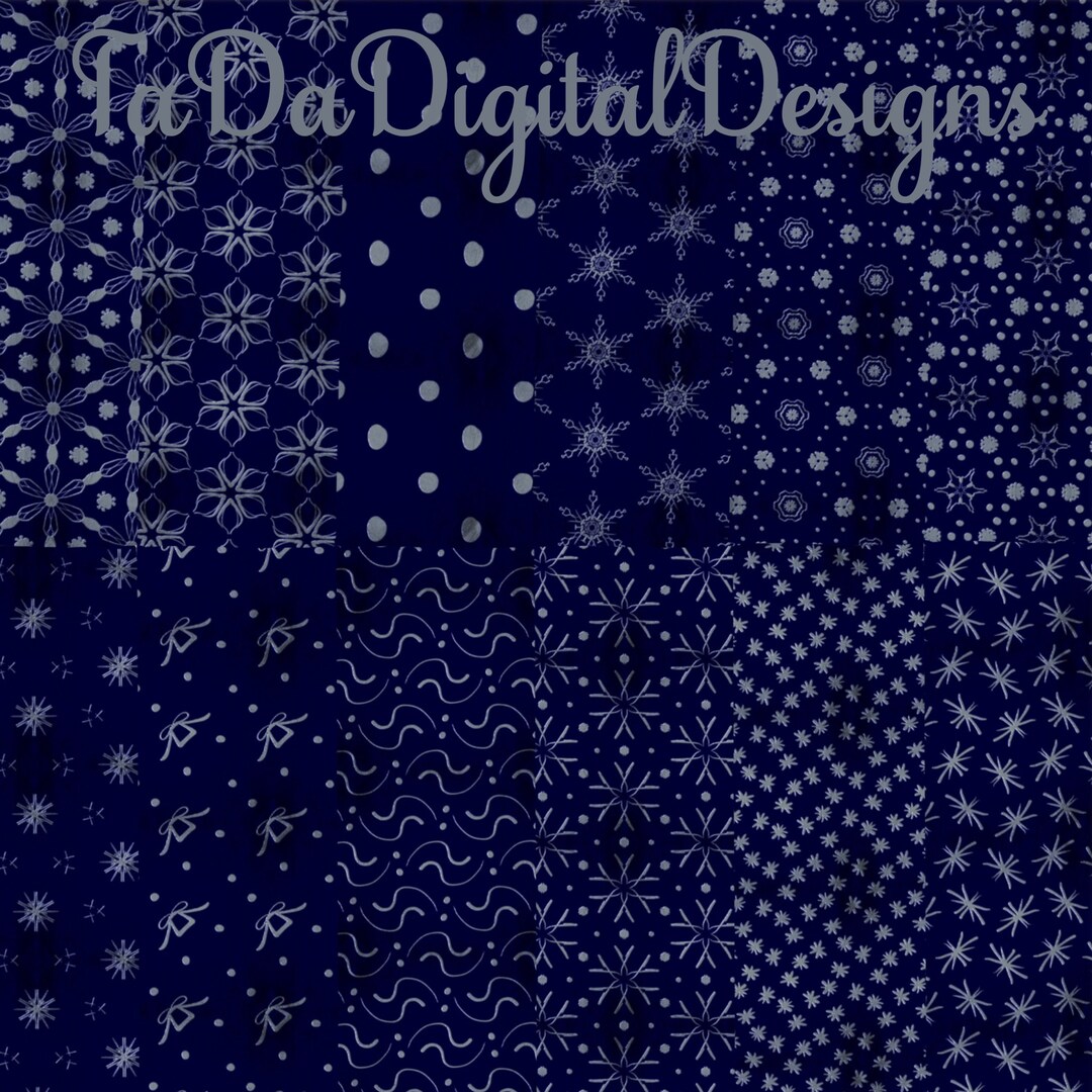 Christmas/ Winter / Snowflake Blue and Silver Digital Paper - Etsy