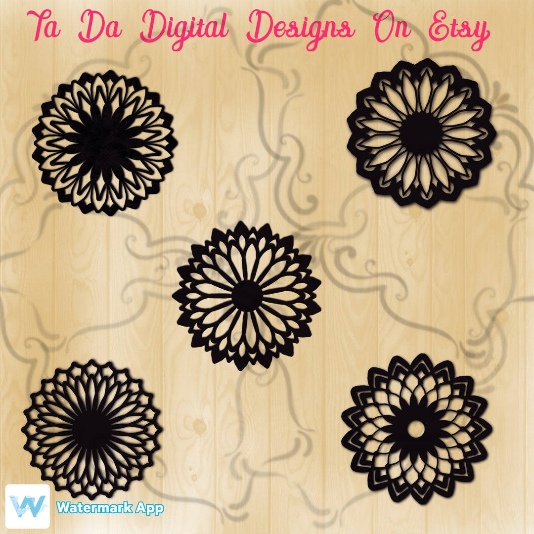 Flower Mandala Svg Set of 5 - Etsy