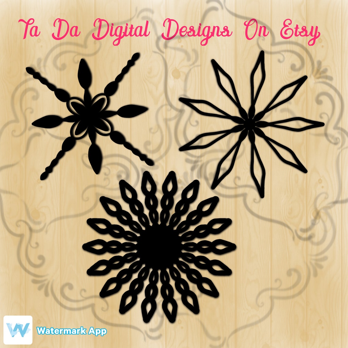 Snowflake Svg Set of 3 - Etsy