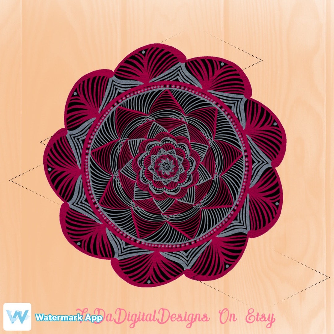 Mandala Red/silver/black Png/jpeg - Etsy
