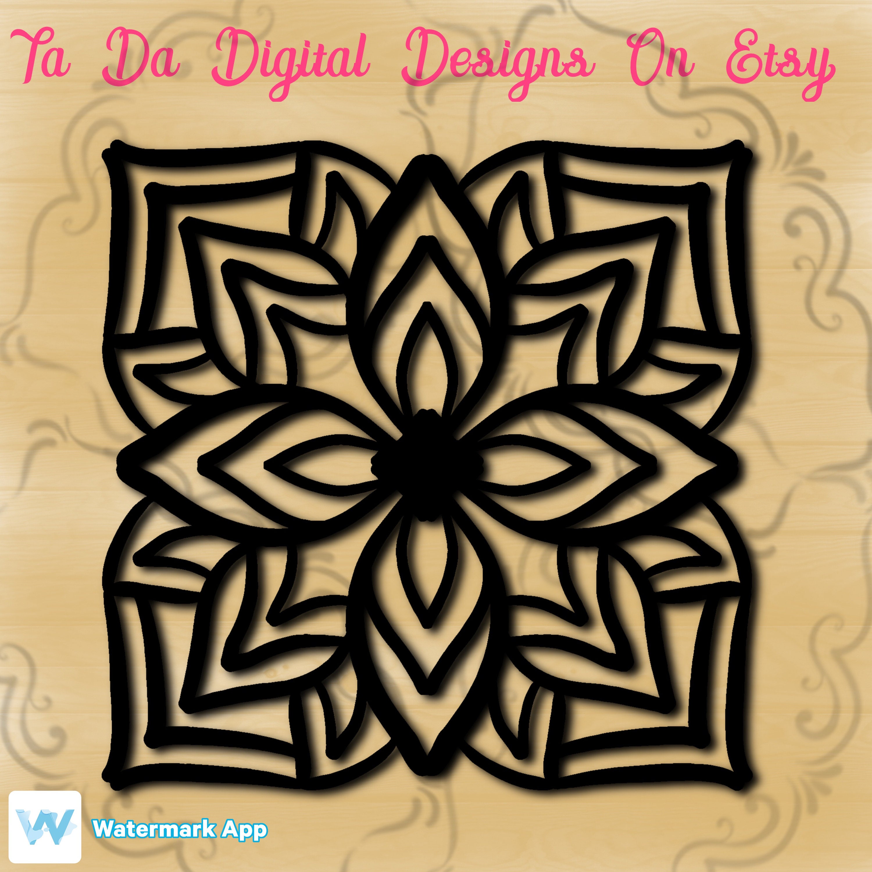 Flower Mandala Svg / Png. Square Mandala Svg Png. Mandala - Etsy