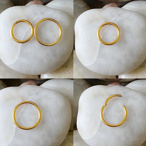 Gold Hinged Sleeper Earrings - Etsy UK