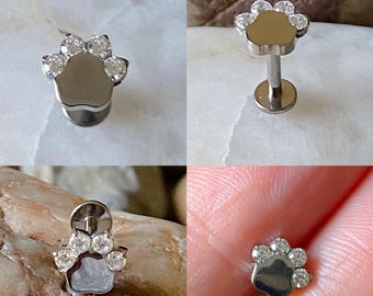 ASTM F136 Titanium Heart Paw Print Labret Helix Conch | Etsy